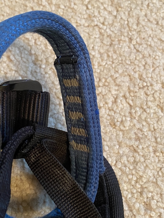 Newish harness with frayed secondary stitching on belay loop - would ...