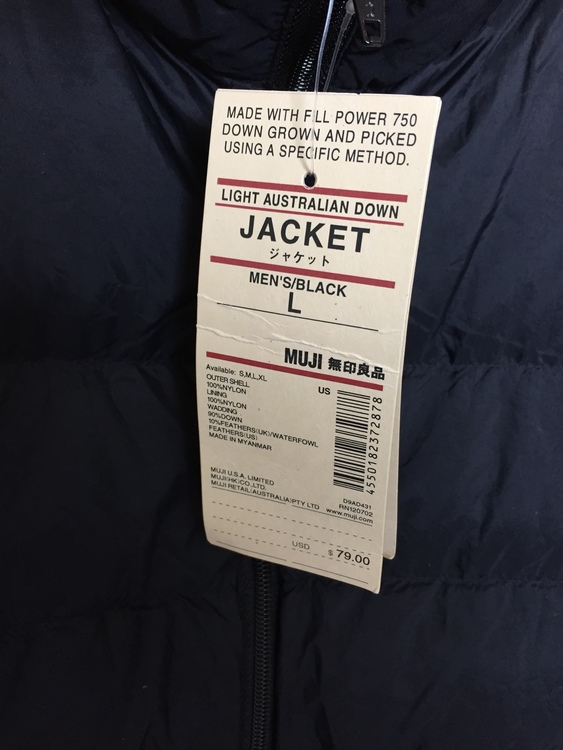 MUJI Puffy Size L $50