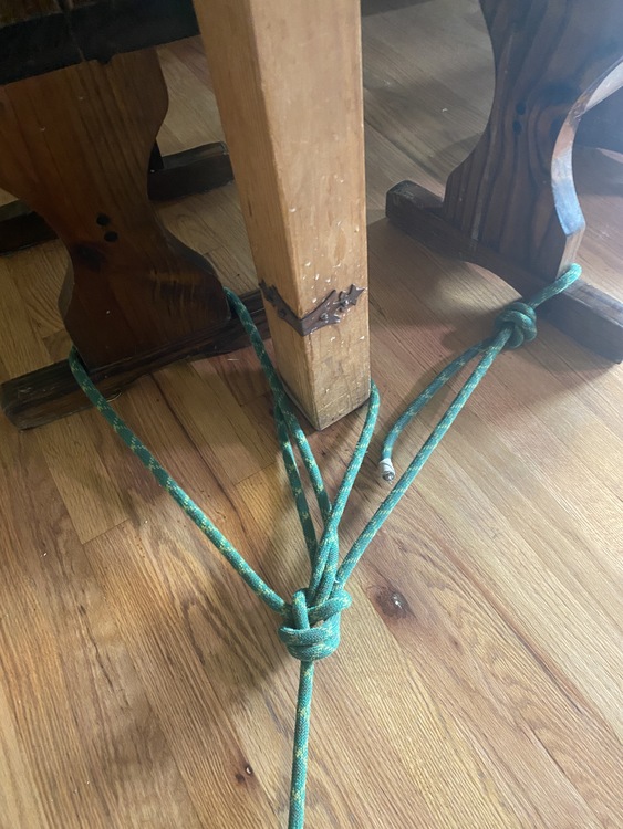 Asininely specific rappel question