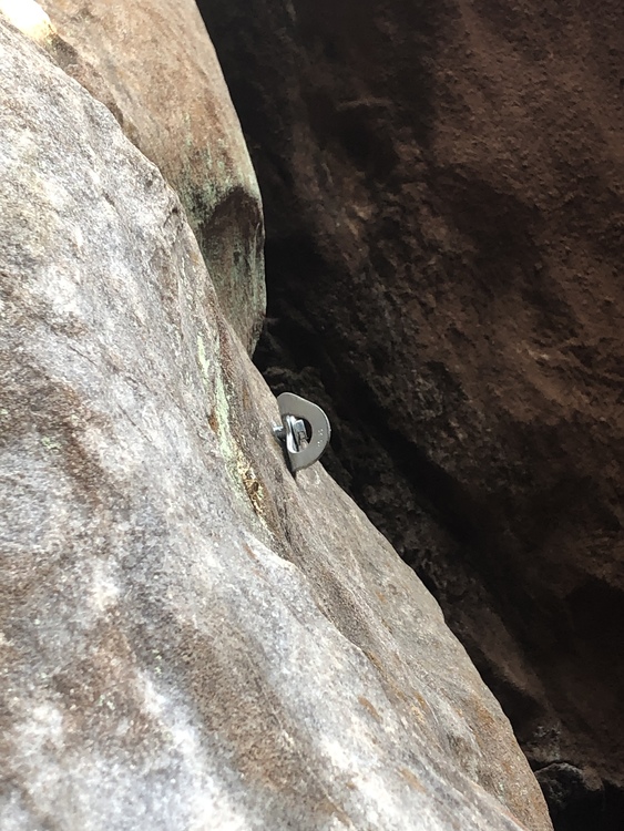 What’s with the bolted route in the Columbia boulders?