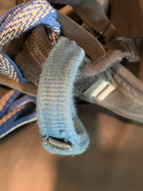 Newish harness with frayed secondary stitching on belay loop - would ...