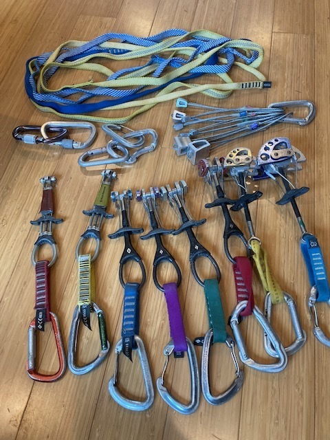 SOLD Starter Traditional Climbing rack- Camalot, stoppers, carabiners ...