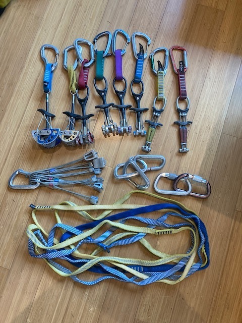 SOLD Starter Traditional Climbing rack- Camalot, stoppers, carabiners ...
