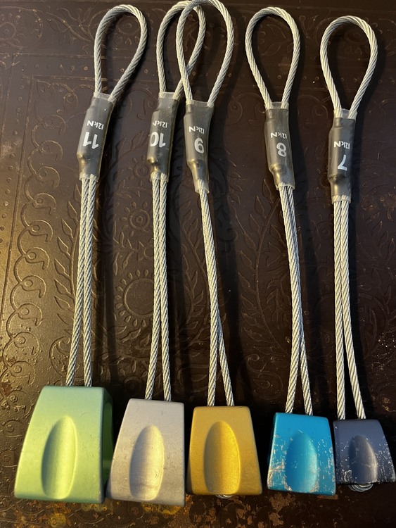Sold DMM Wallnuts set (7-11) with old school "D" shaped racking biner