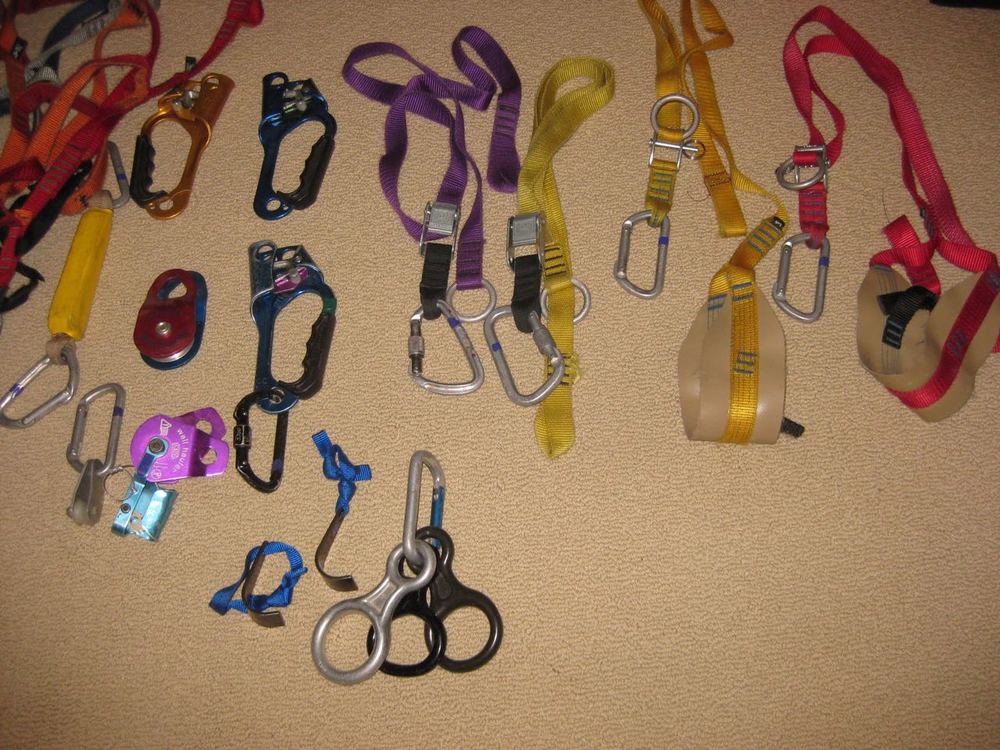 Bunch 'o aid, climbing gear