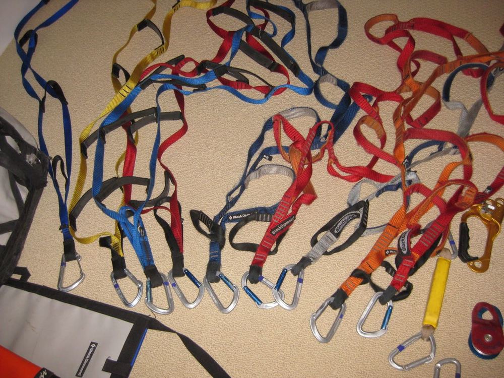Bunch 'o aid, climbing gear