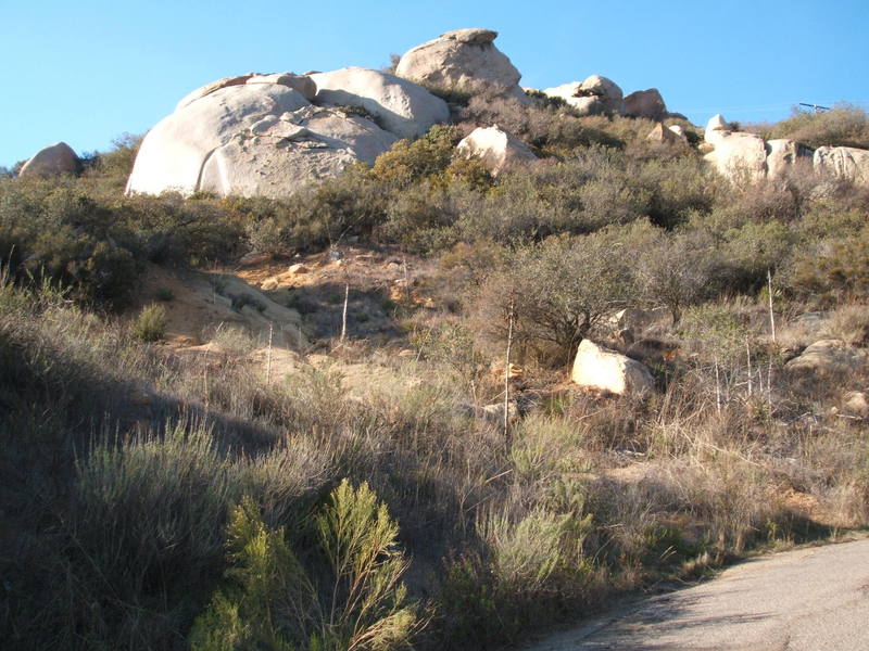 Climbing in Rockwork Orange Boulder, San Diego County