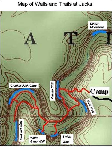 Detailed Jacks Canyon Map.