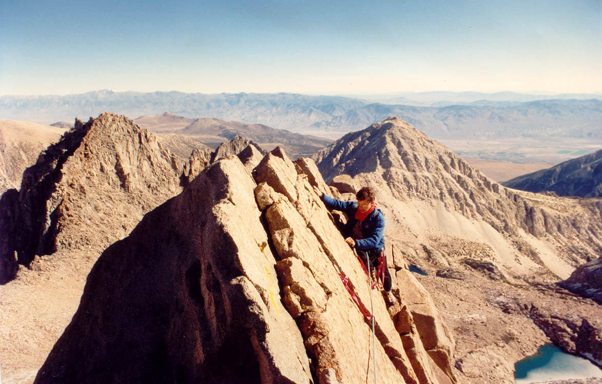 A particularly fine pitch on Swiss Arete, Marc Chrysanthou climbing.