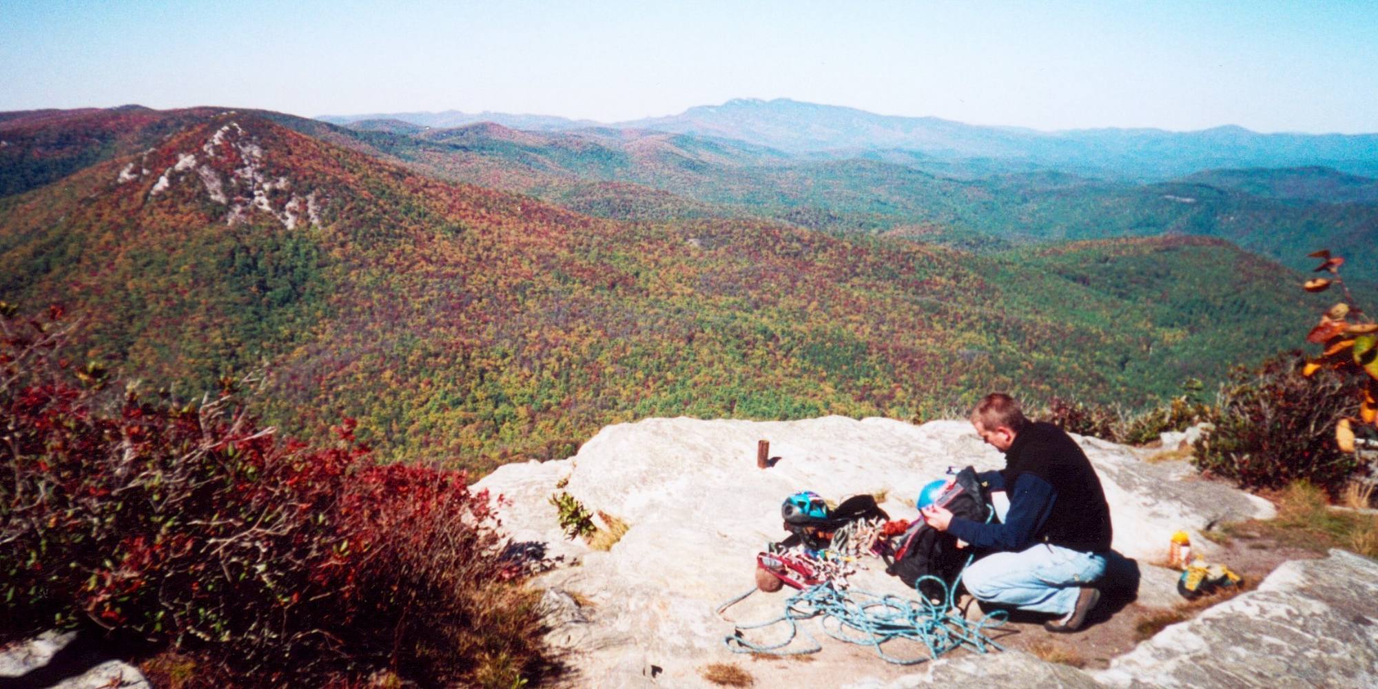 Looking north on the summit of Table Rock after summiting via the North ...