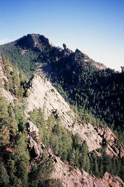 The view of The Sibling as seen from the Matron. The Devil's Thumb, the ...