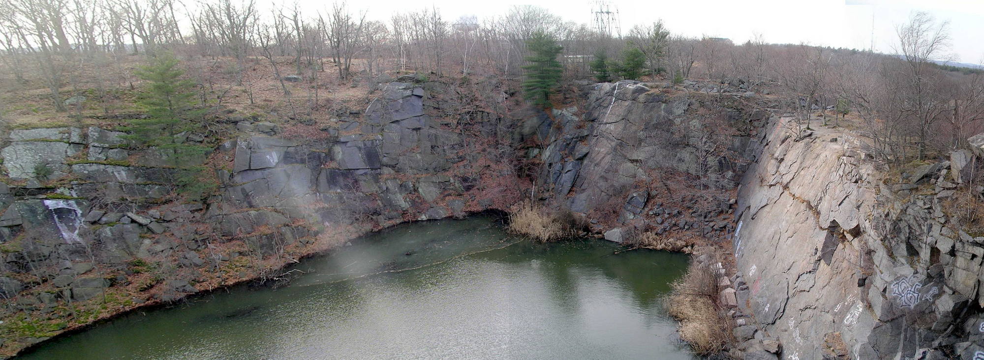 Little Railroad Quarry. The broken walls on the left are A Wall, B Wall ...