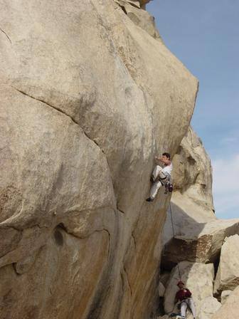 Art Liebacking thru the crux into the handcrack