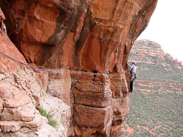 Another shot of Jodie on the traverse pitch 2.