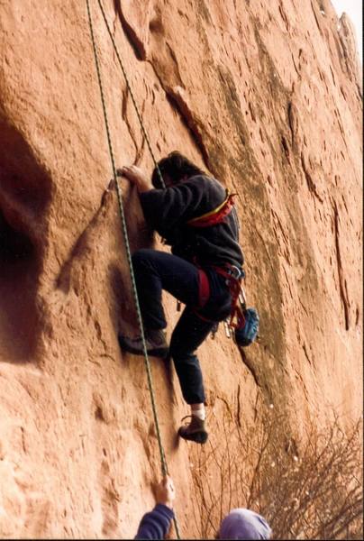 Chuck Grossman indigently climbing back up Amazing Grace to try again ...
