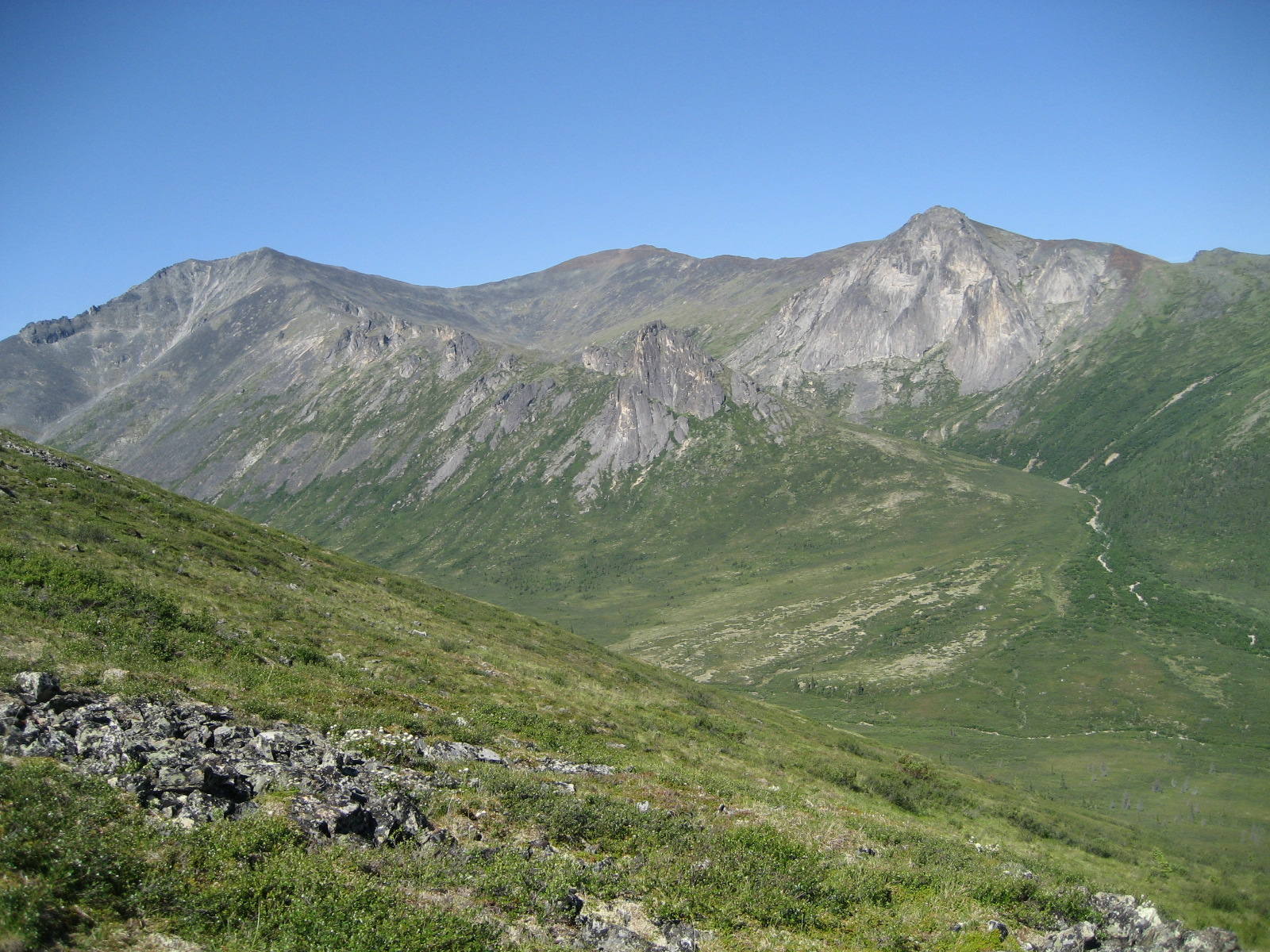 American Creek drainage with NE Fork crossing under Main Wall. Mount ...