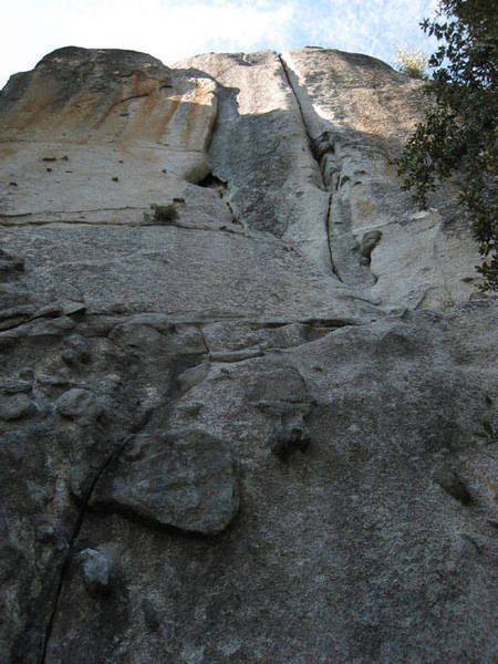 Five & Dime starts on the knobby face at bottom left and climbs the ...
