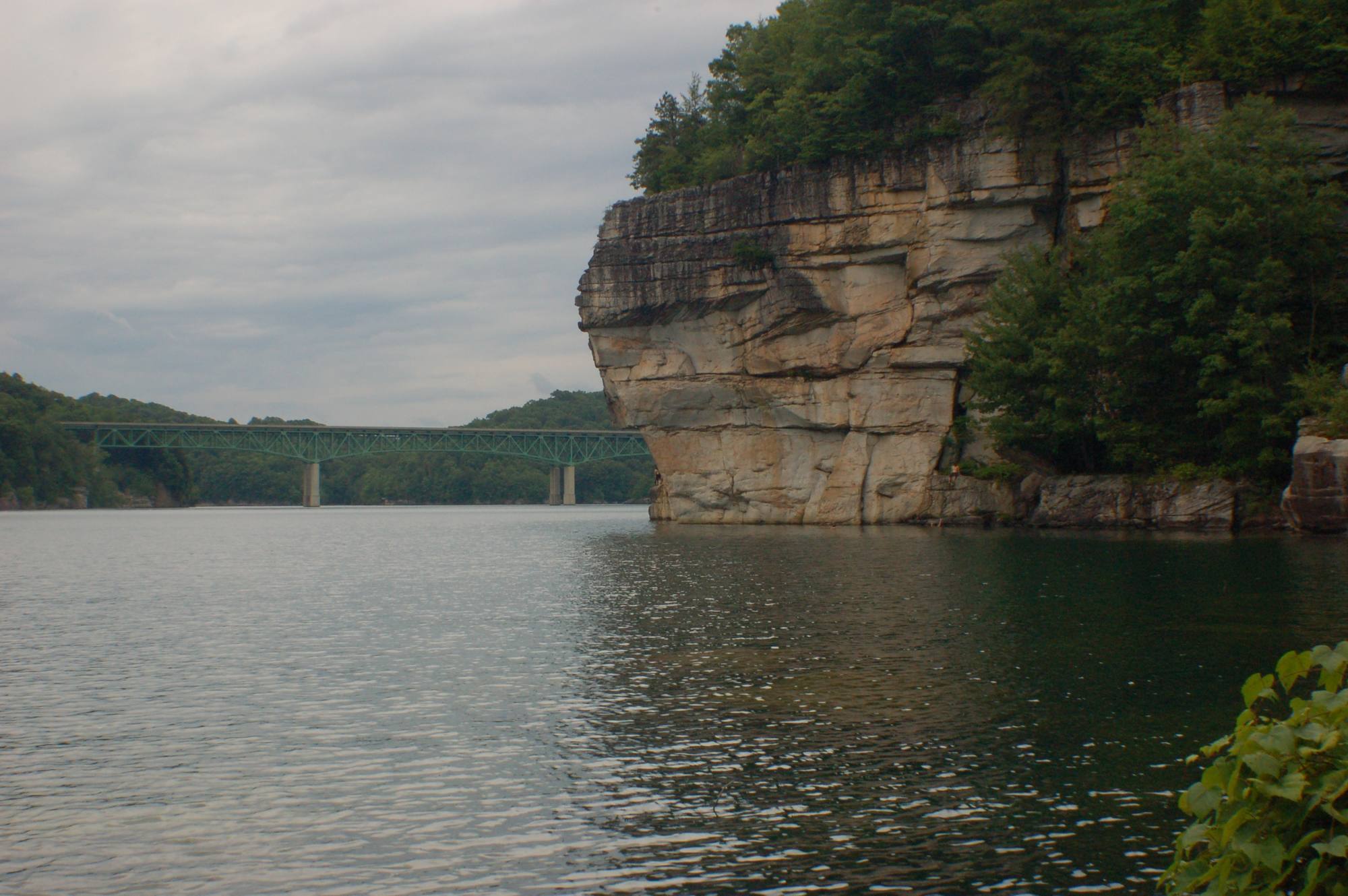The Collesum on the right and Summersville Lake Bridge on the left.