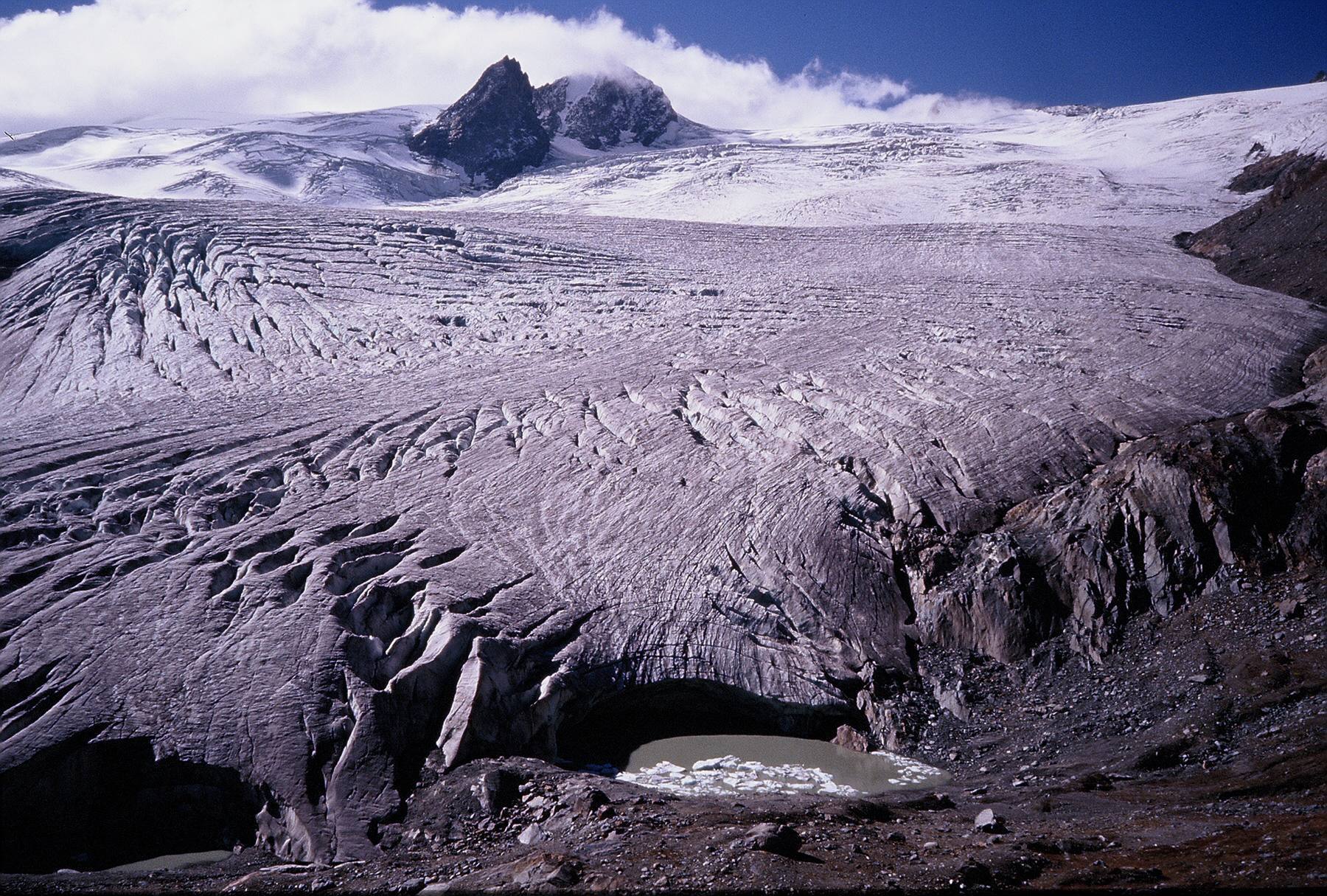 Ghiacciaio del Rutor near the Rifugio A. Deffeyes above La Thuile ...