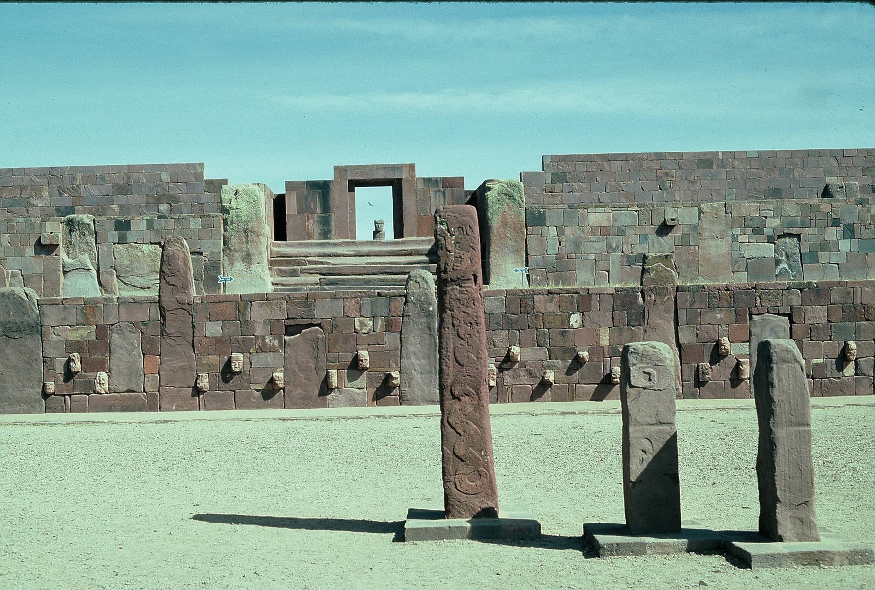 The ruins of Tiwanaku, a pre-Incan city/ceremonial center built around ...