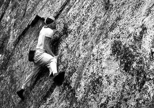 John Bachar bouldering at the base of Middle Cathedral Rock, early ...