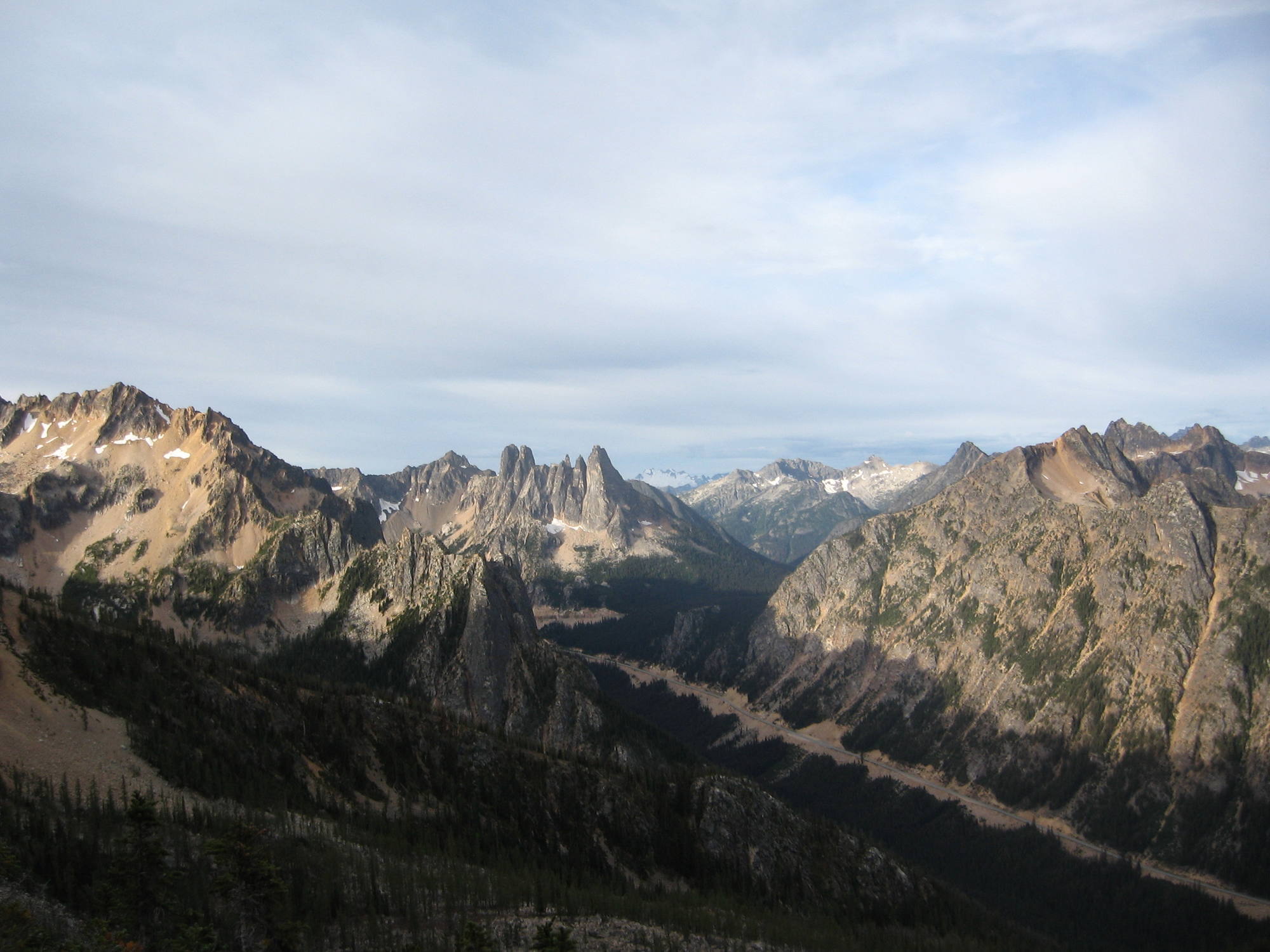 The Liberty Bell group and the North Cascades highway from below ...