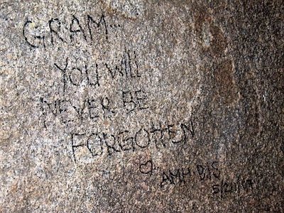 Climbing in Gram Parsons Memorial Boulder, Joshua Tree National Park