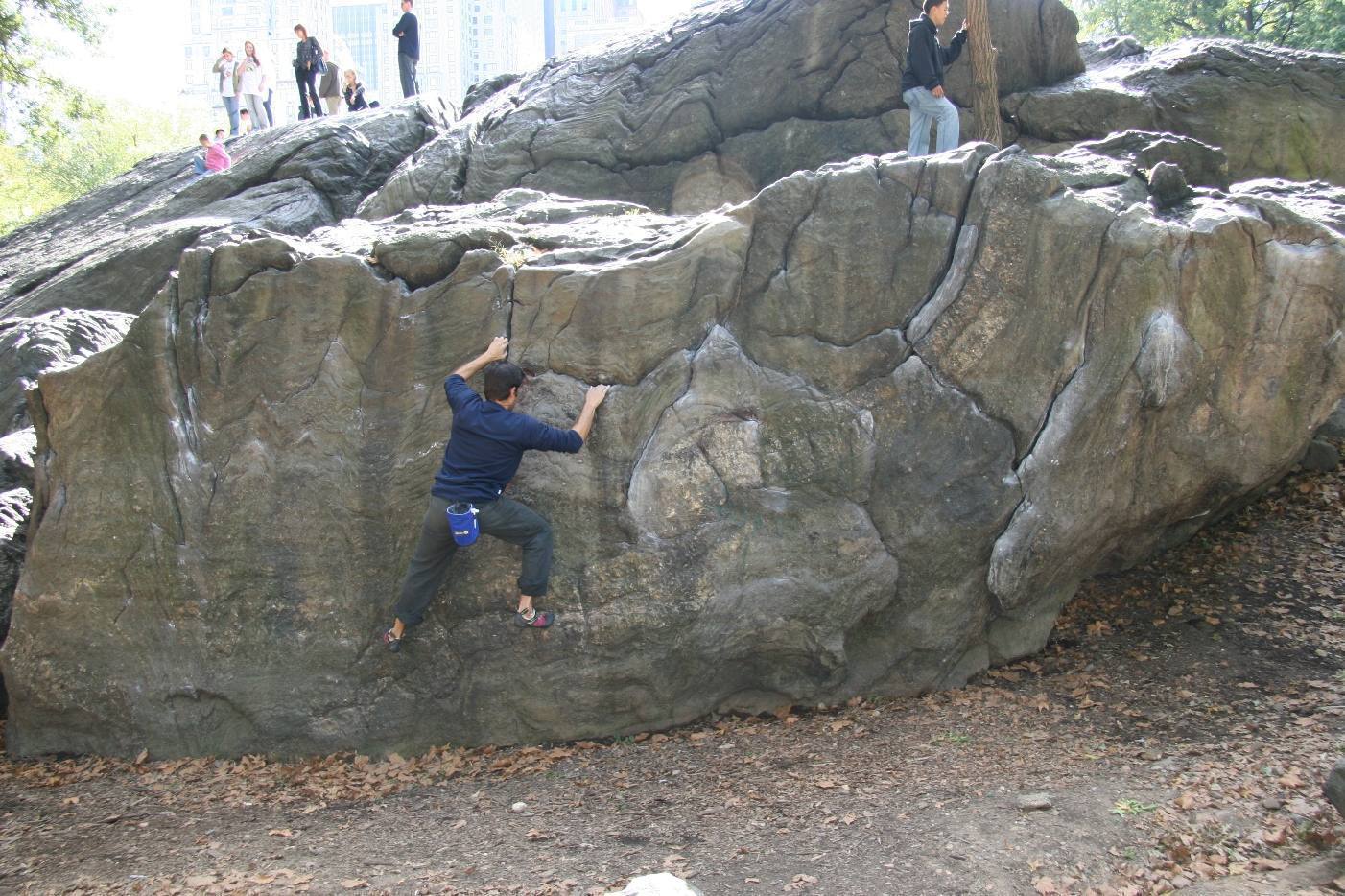 A climber warms up on Rat Rock north face.
