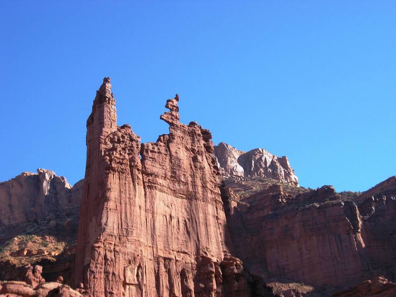 The 'Ancient Art' tower in the Fisher Towers group. The wierd corkscrew ...