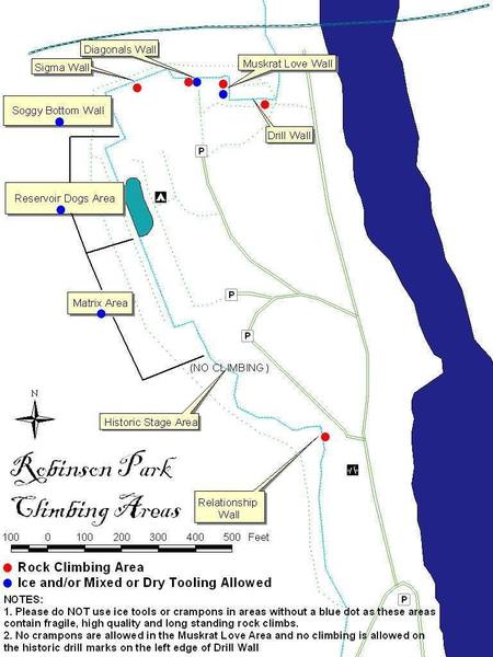 Robinson Park Climbing Areas Map