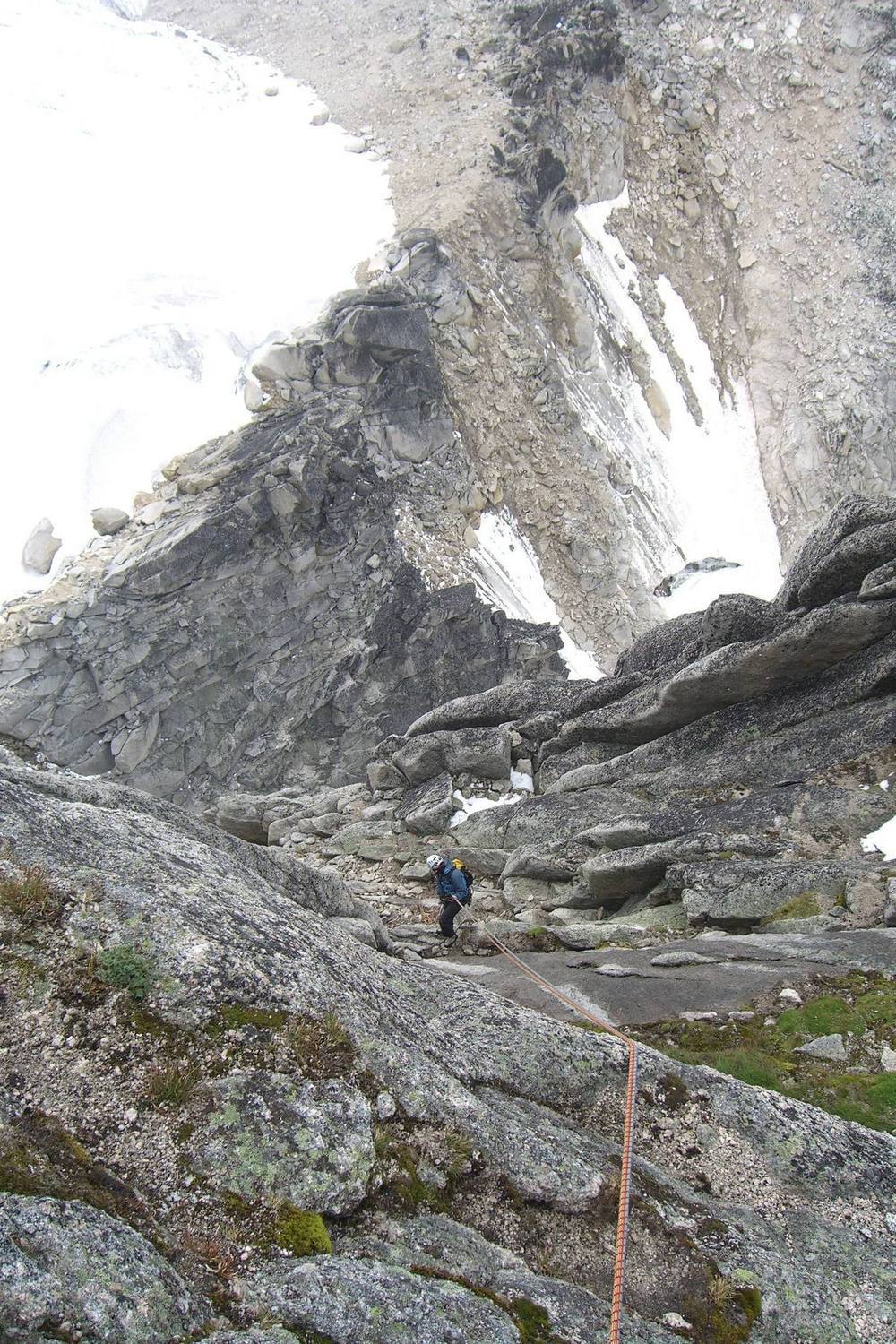 Rappelling the Buckingham route, near the halfway point of the route ...