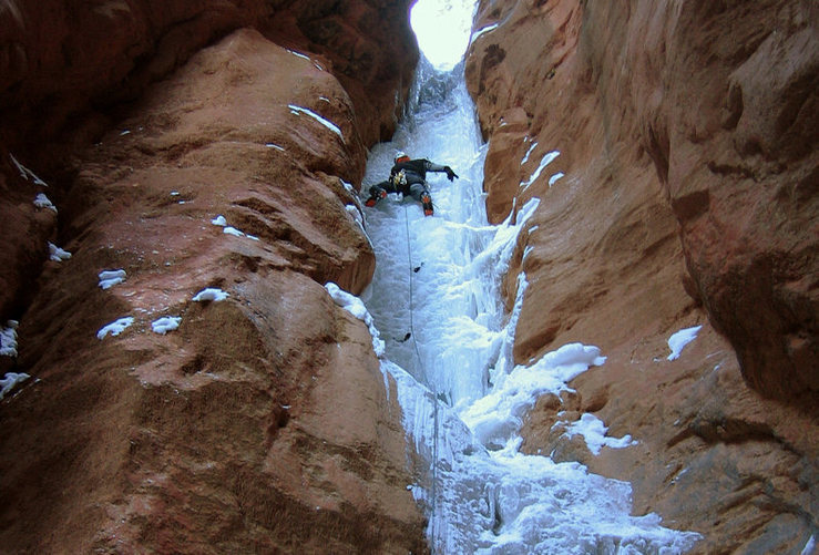 Climbing in Parowan Canyon Ice, Southwest Utah