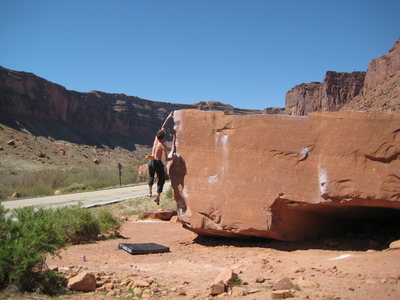 Climbing in Flat Top Boulder, Southeast Utah