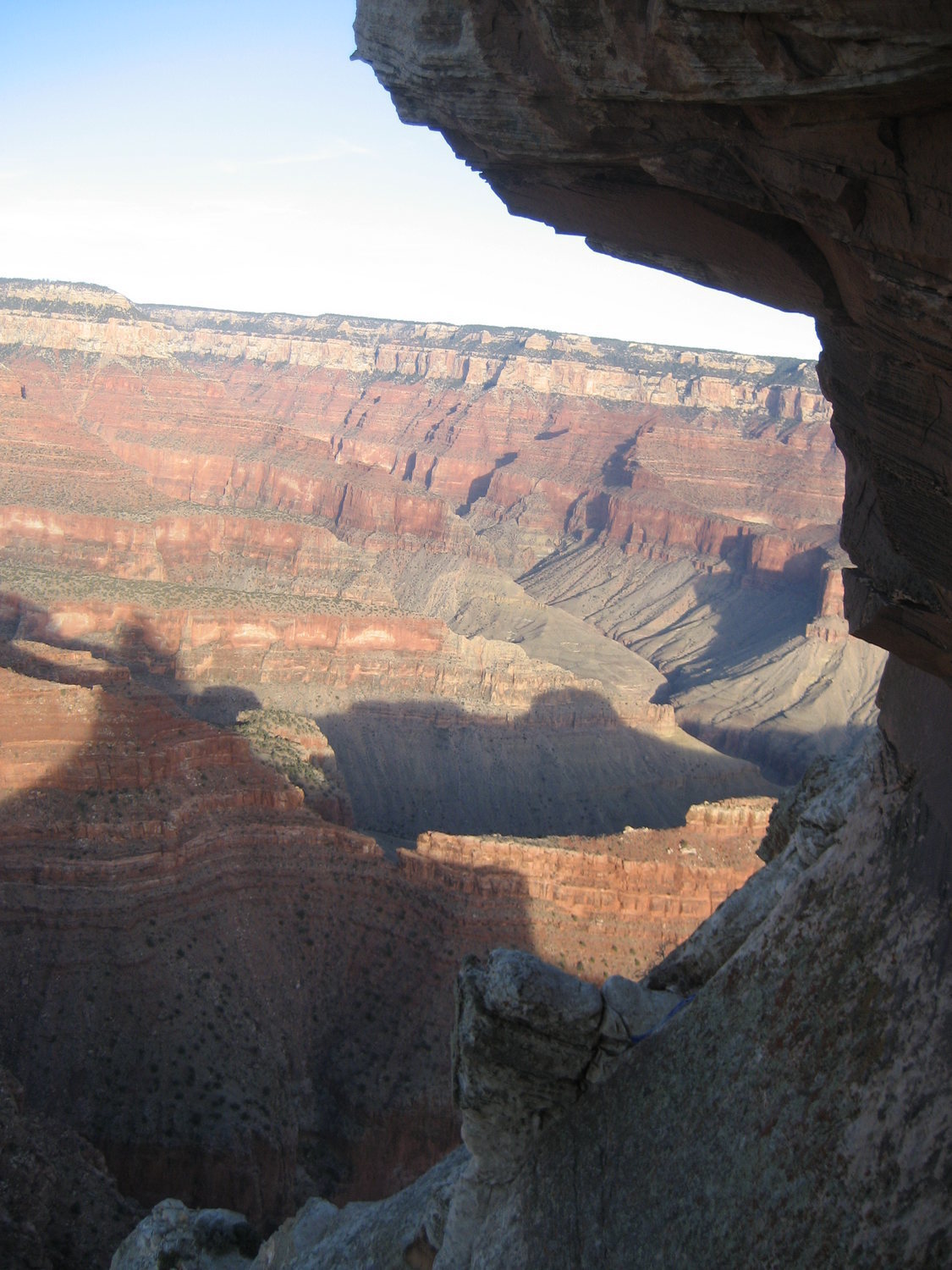 Looking down after the traverse pitch. (see previous belay in the horn)