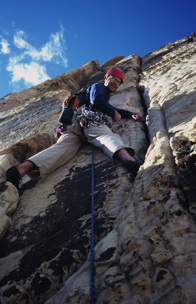 Enjoying the climbing on Solar Slab