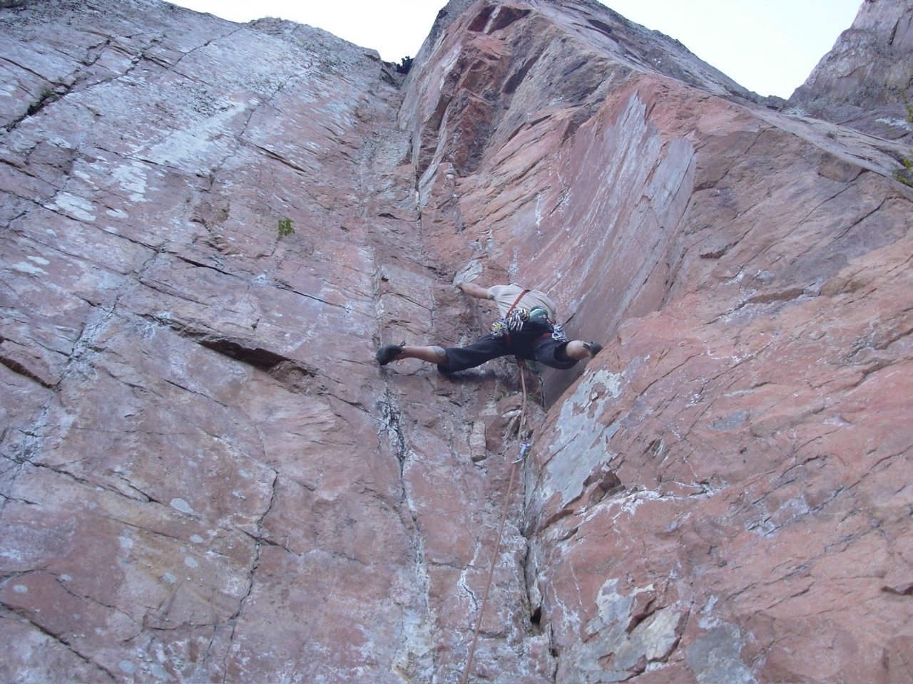 Chris Deulen 10 ft before the crux on Hidden Treasure.