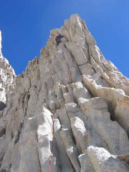 Eric Burt negotiating the crux of Pitch 3.