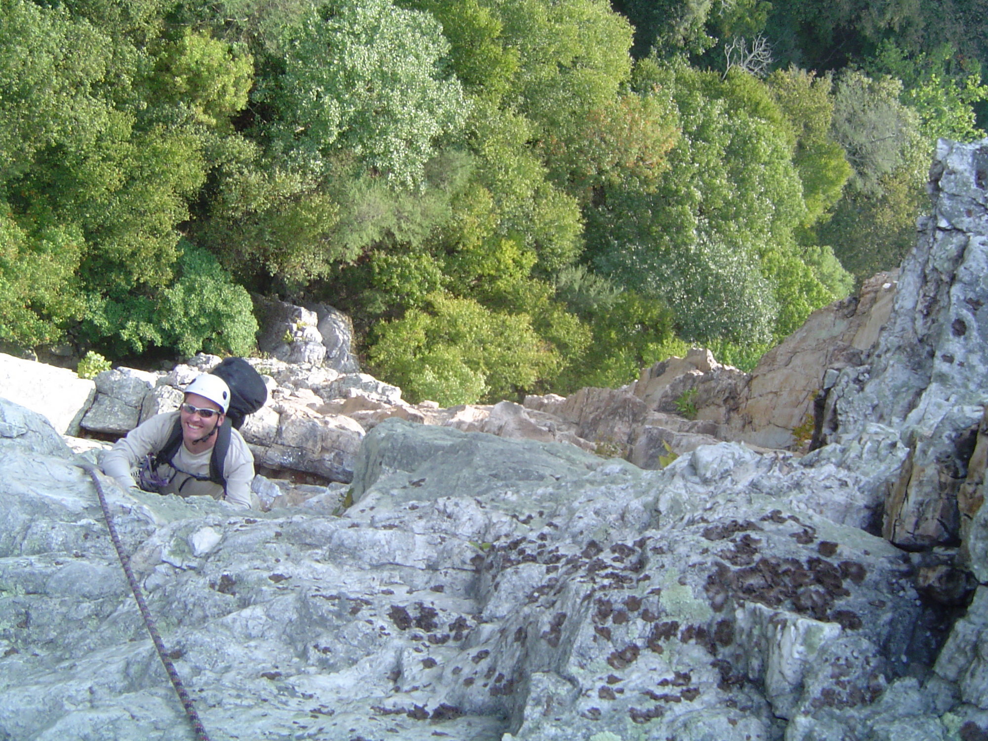 James Bragg approaching the third and final belay station