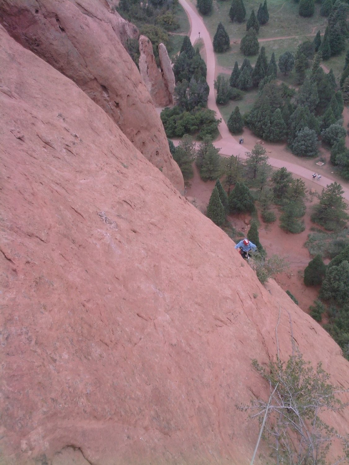 Pitch one, after making the crux move. The climbing through here is ...