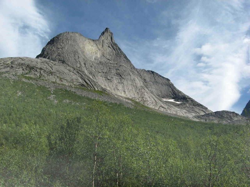 Stetinden, seen from the approach trail. The Regular Route ascends the ...