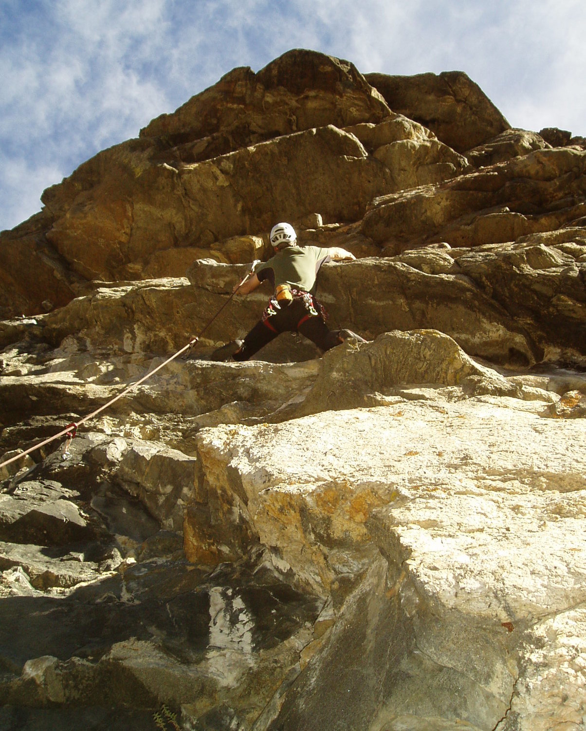 Making the reach over the ceiling using a small flake on the left. You ...