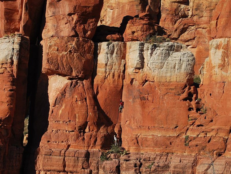 Rock Climbing in Super Crack Tower, Sedona Area
