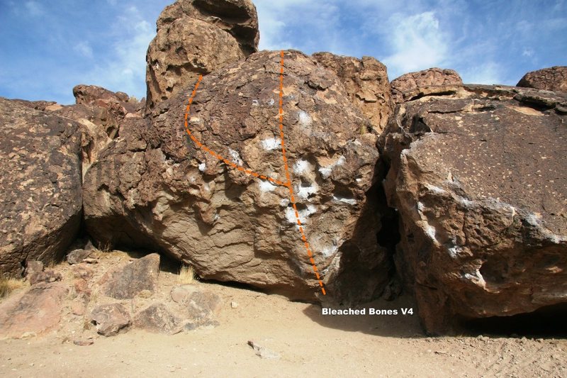 Climbing in Bleached Bones Boulder, Sierra Eastside