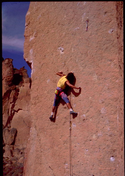 Bob Horan on 4th or 5th ascent of To Bolt or Not To Be, circa 1987.