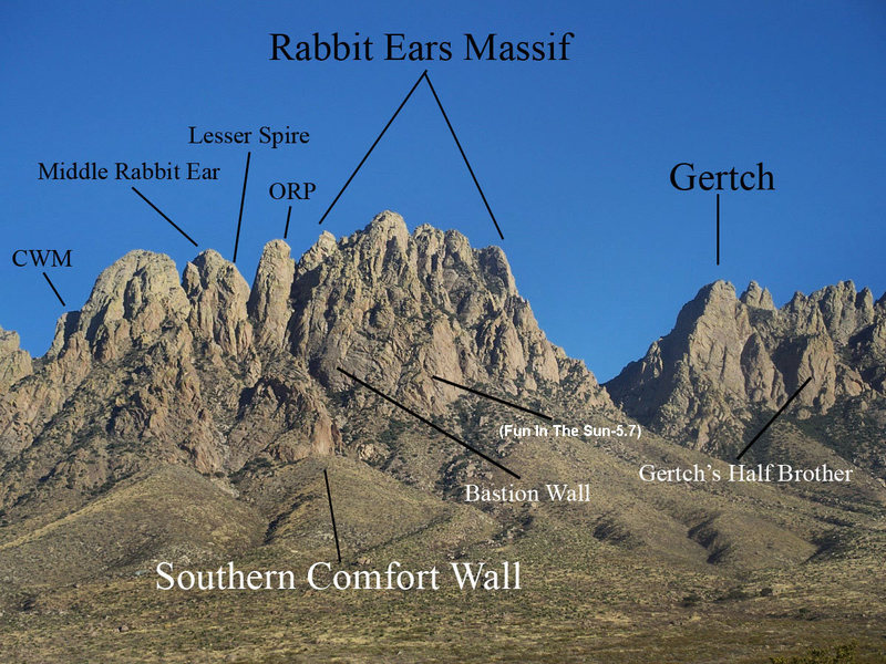 Northern Section of Organ Mountains labeled.