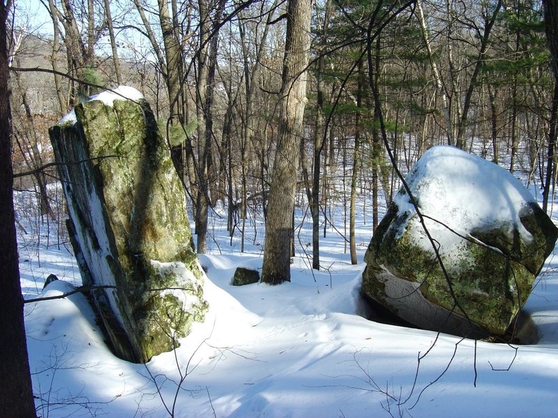 Climbing in Sandbox Boulders, Governor Dodge State Park