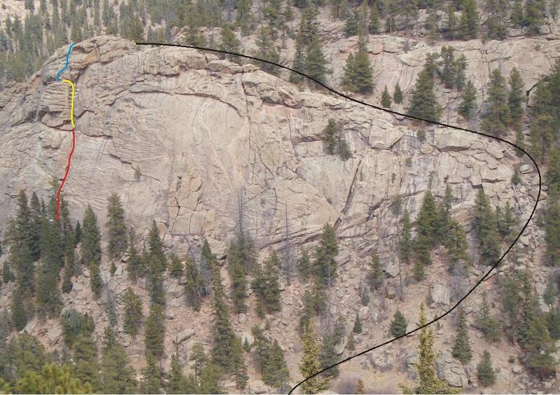 Arch Rock and the route "The Staircase" as seen from atop Turret Dome ...