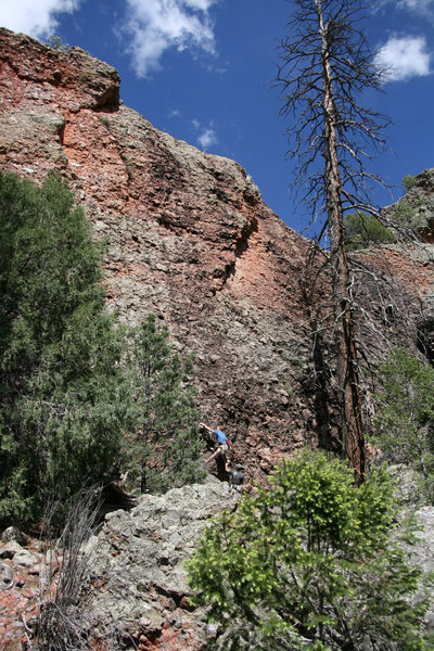 Rock Climbing in Walt's Wall (aka The Outsider Wall), El Rito