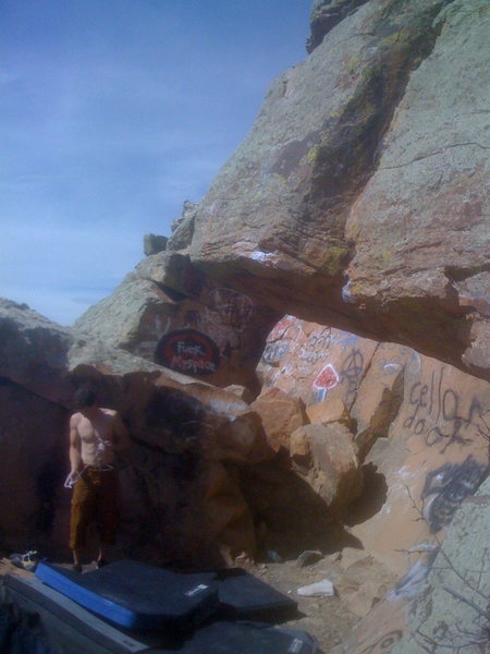 Bouldering in Hell Cave, Fort Collins