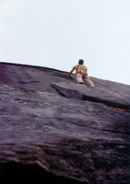 John McMullen climbing at Mt Yona, late 1970's. Photo Tim Eubank.